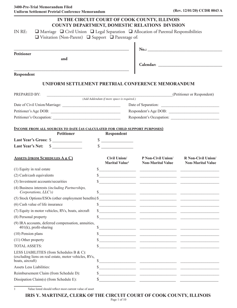 Form CCDR0043 - Fill Out, Sign Online and Download Fillable PDF, Cook ...