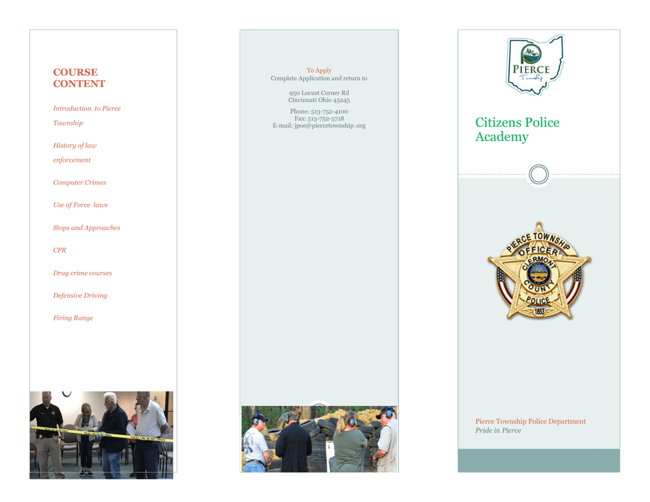Pierce Township, Ohio Citizens Police Academy Course Application - Fill ...