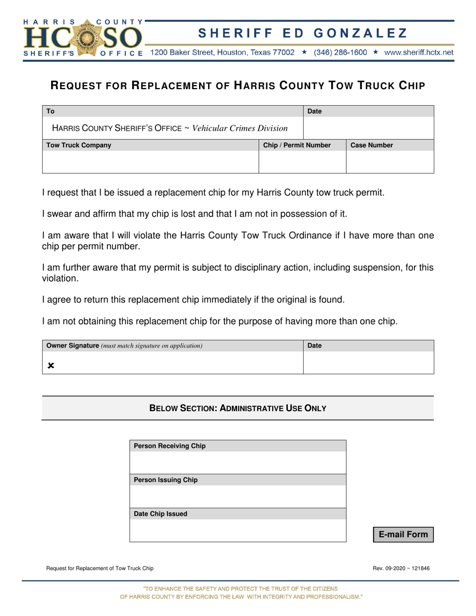 Harris County, Texas Request for Replacement of Harris County Tow Truck ...