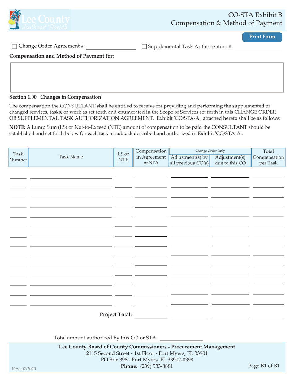 Form CO-STA Exhibit B - Fill Out, Sign Online and Download Fillable PDF ...