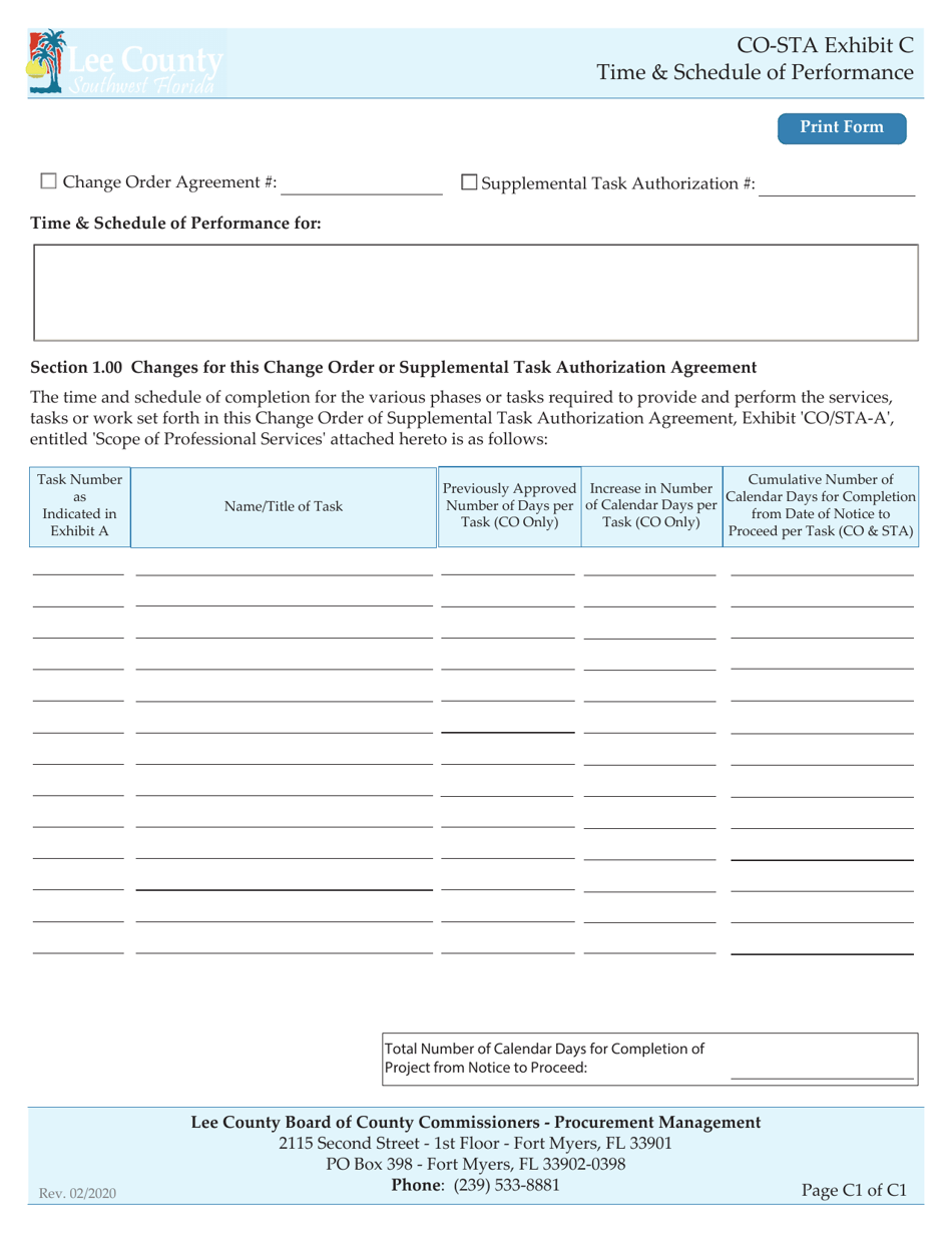 Form CO-STA Exhibit C - Fill Out, Sign Online and Download Fillable PDF ...