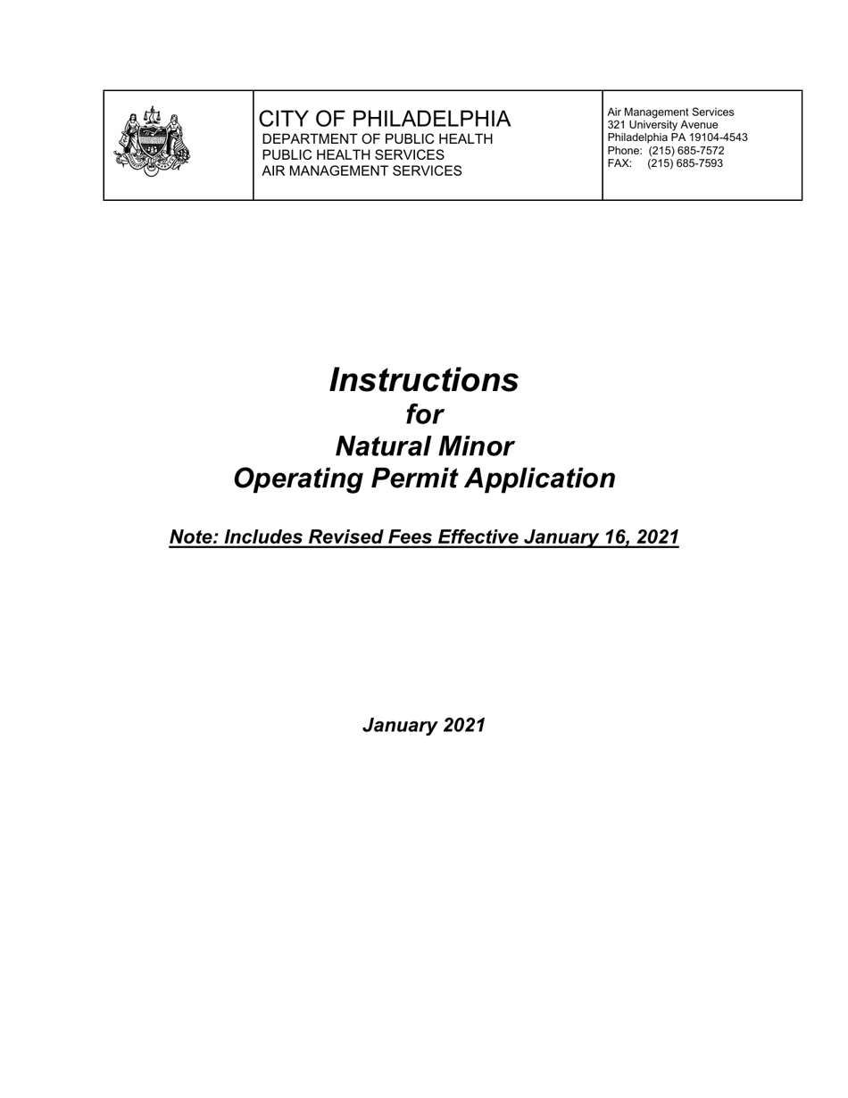 Download Instructions for Natural Minor Operating Permit Application ...