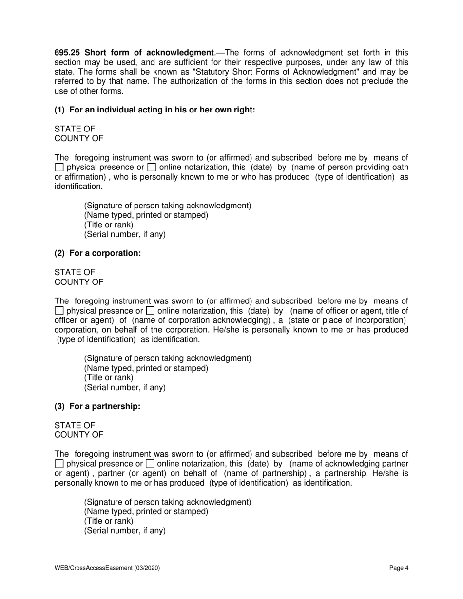 Lee County Florida Cross Access Easement Fill Out Sign Online And