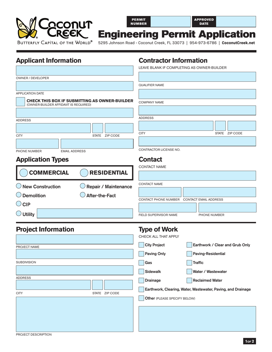 City of Coconut Creek, Florida Engineering Permit Application - Fill ...