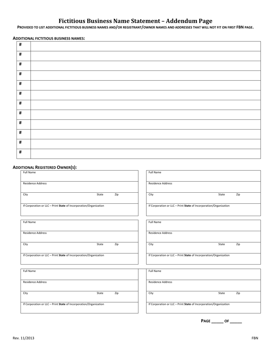 County of Sonoma, California Fictitious Business Name Statement ...