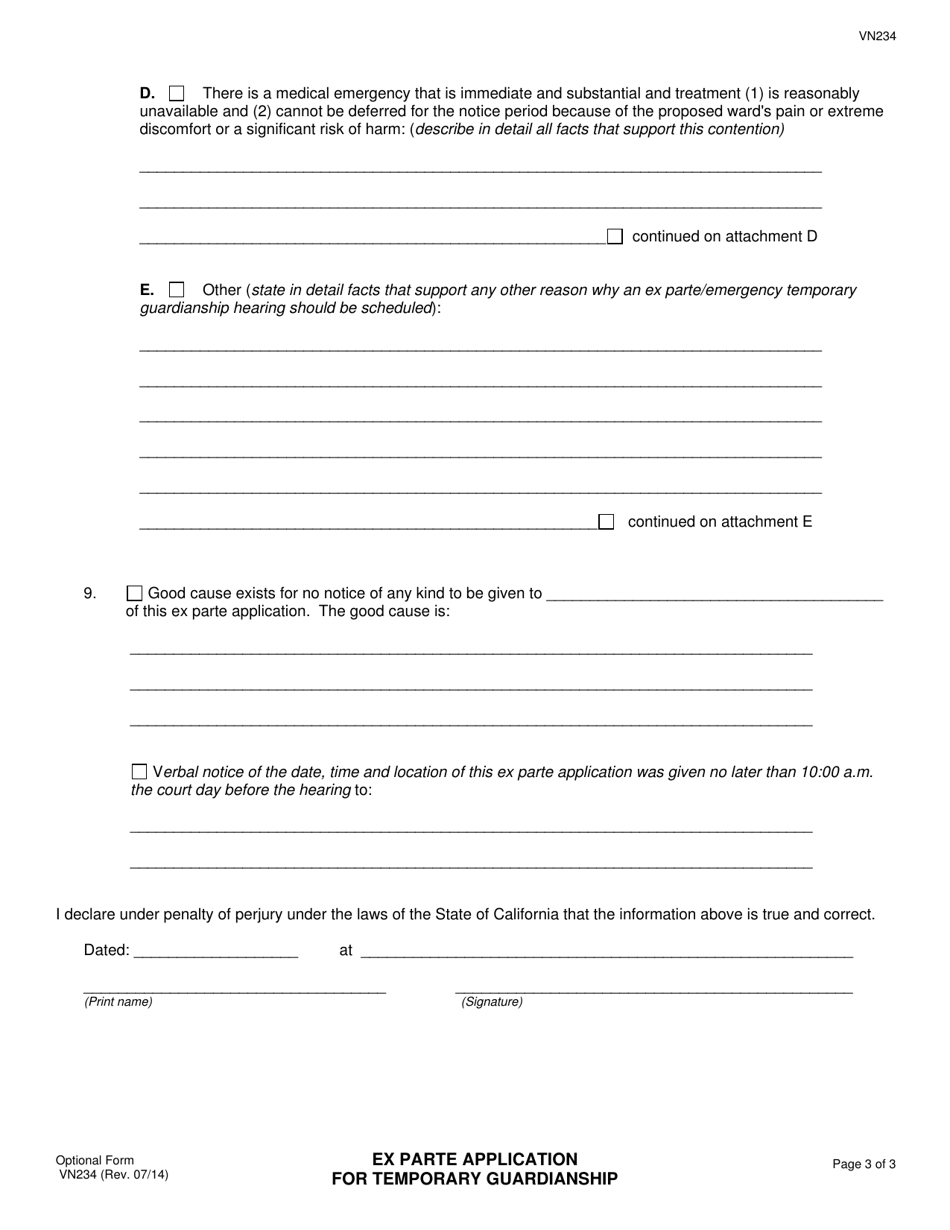 Form VN234 - Fill Out, Sign Online and Download Fillable PDF, County of ...