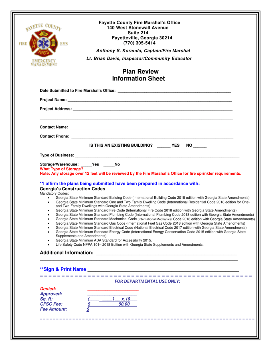 Fayette County, Georgia (United States) Plan Review Information Sheet ...