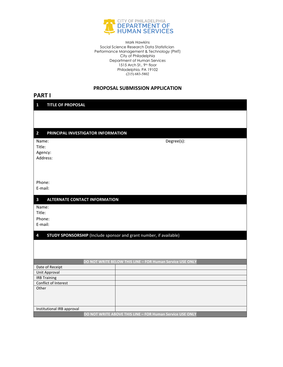 City of Philadelphia, Pennsylvania Proposal Submission Application - Performance Management ...