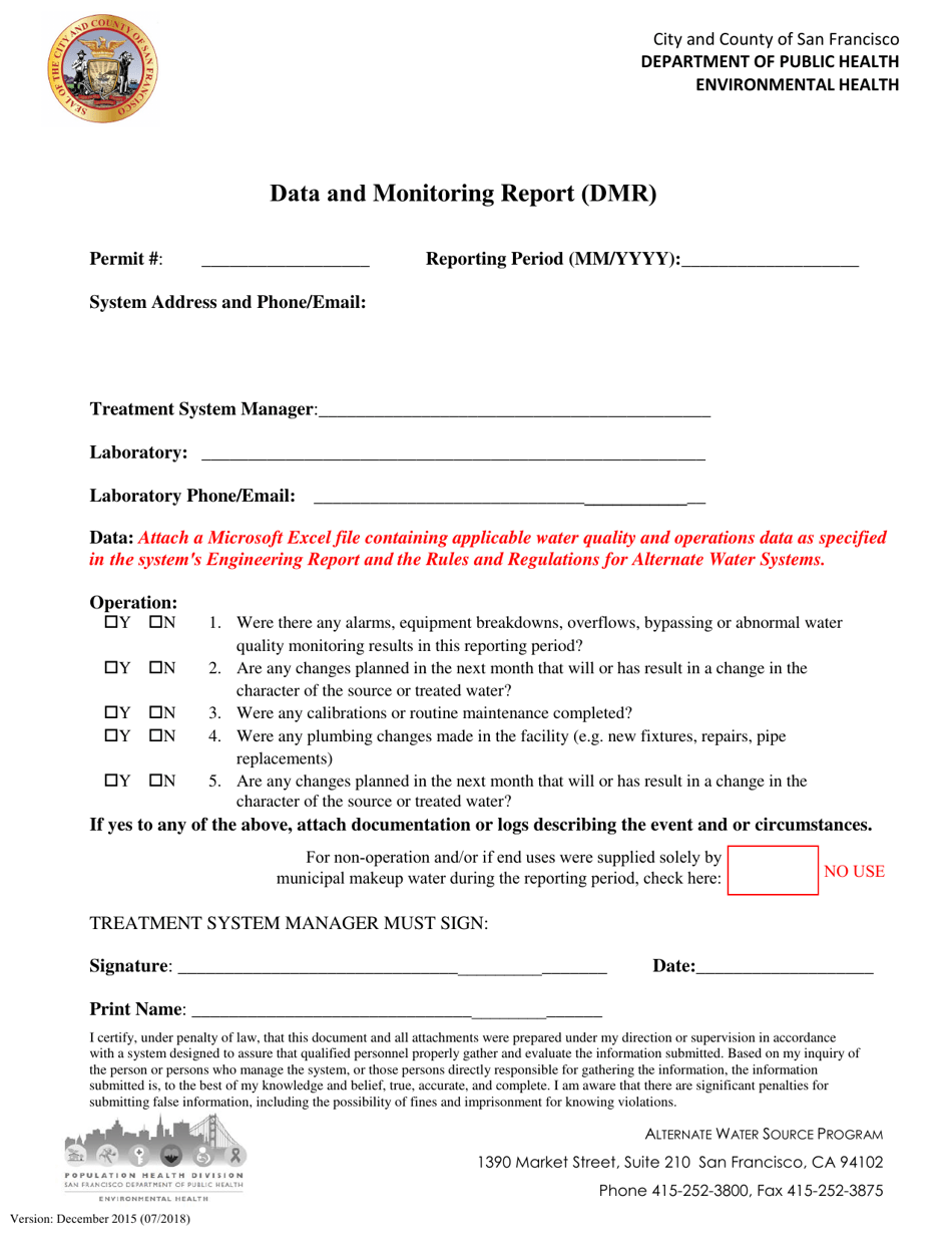 City and County of San Francisco, California Data and Monitoring Report ...