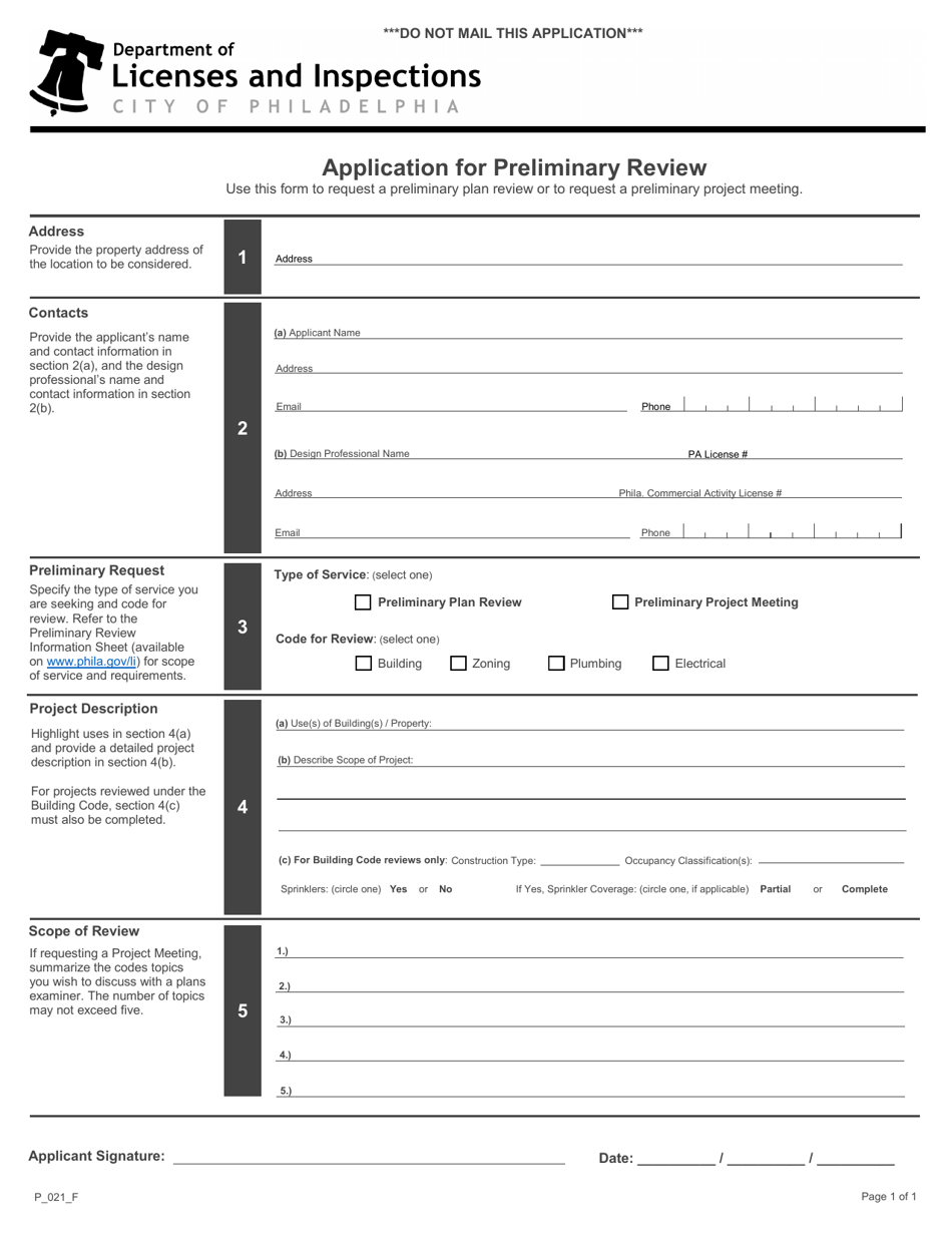Form P_021_F - Fill Out, Sign Online and Download Fillable PDF, City of Philadelphia ...