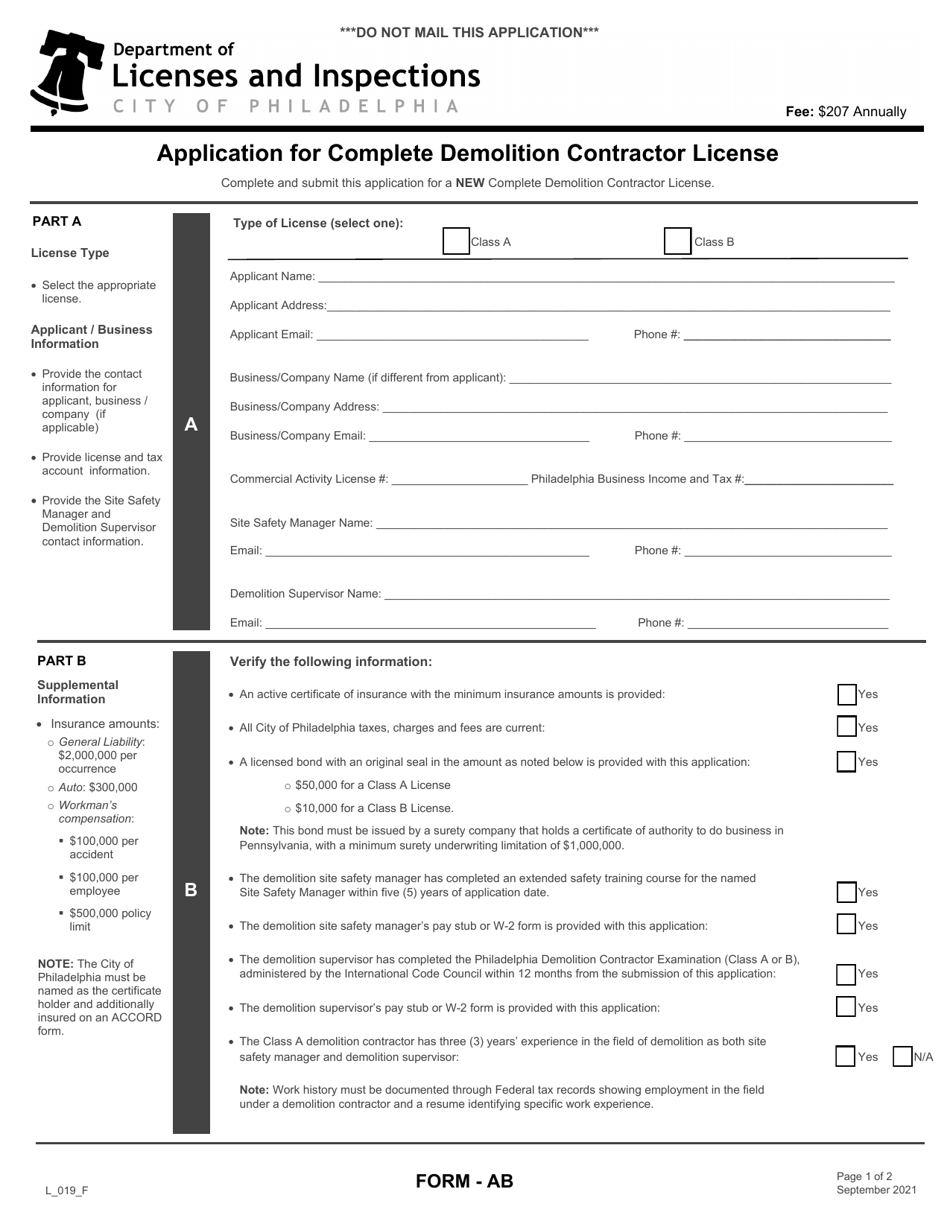 Form AB (L_019_F) - Fill Out, Sign Online and Download Fillable PDF ...