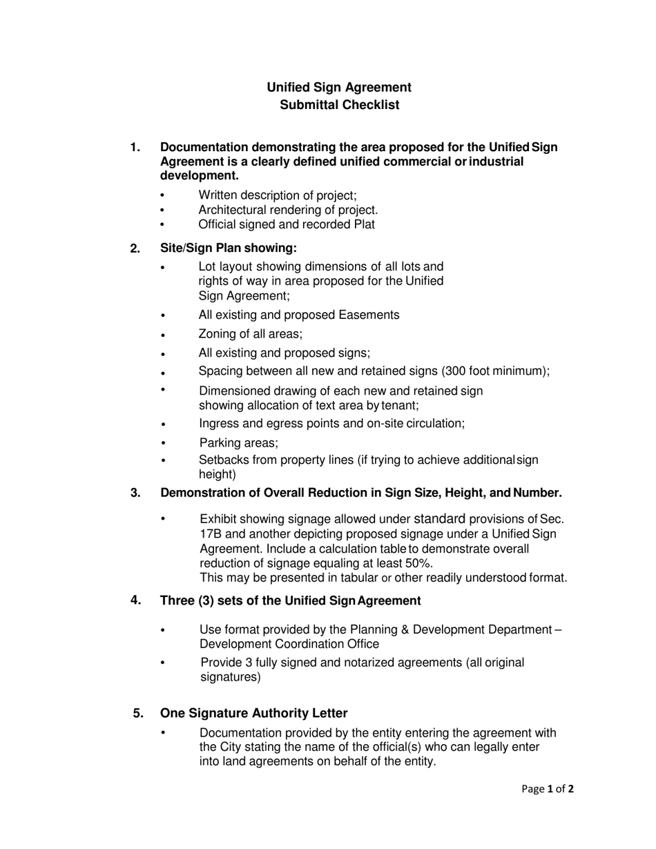 City of Fort Worth, Texas Unified Sign Agreement Application - Fill Out ...