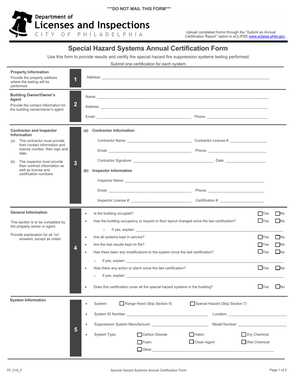 Form TP_018_F - Fill Out, Sign Online and Download Fillable PDF, City ...