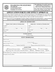 City of Philadelphia, Pennsylvania Application for Flame Effect ...