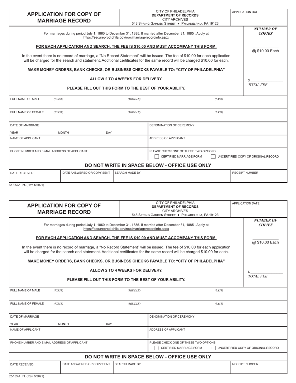 Form 82-153 A - Fill Out, Sign Online and Download Fillable PDF, City ...