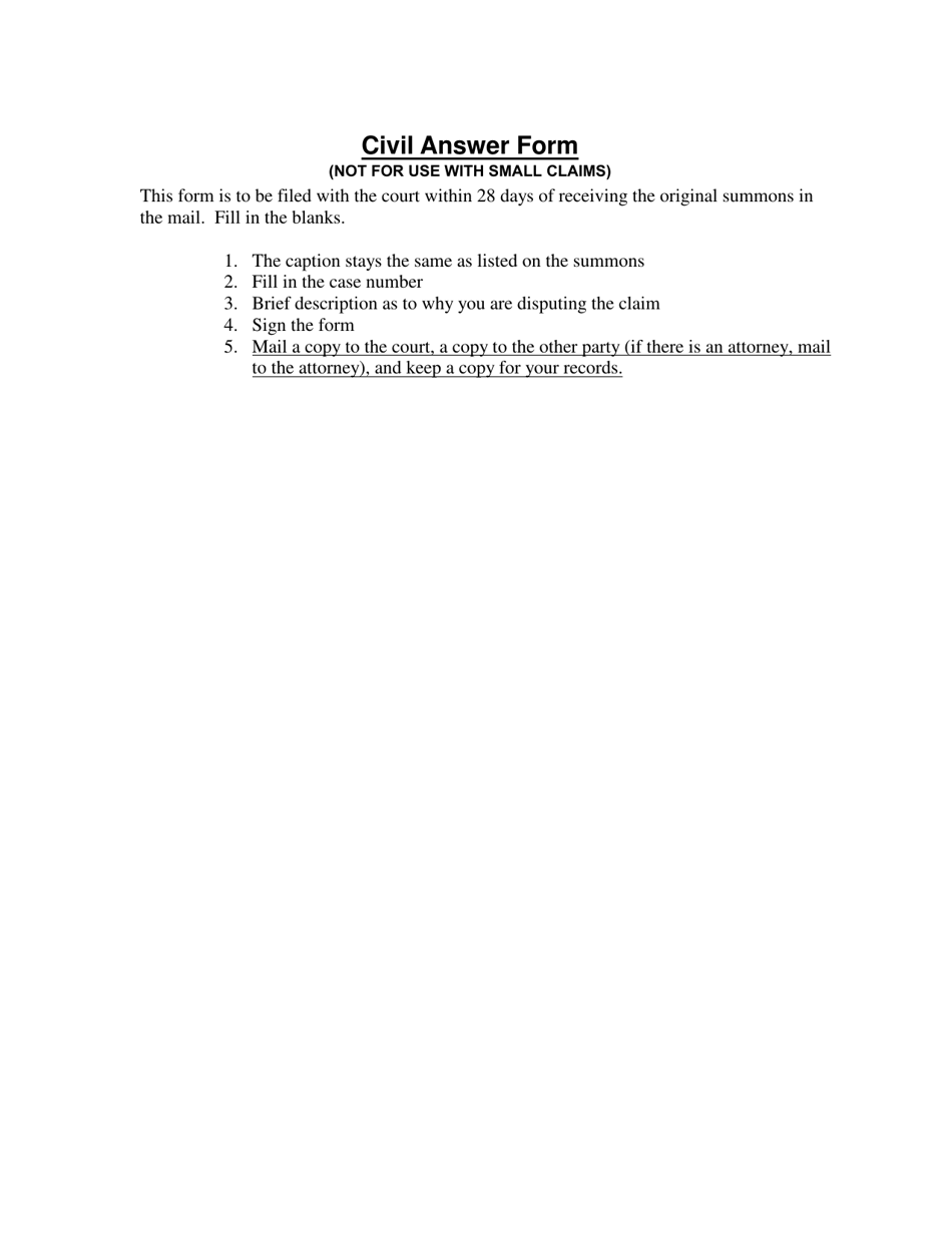 City of Findlay, Ohio Civil Answer Form - Fill Out, Sign Online and ...