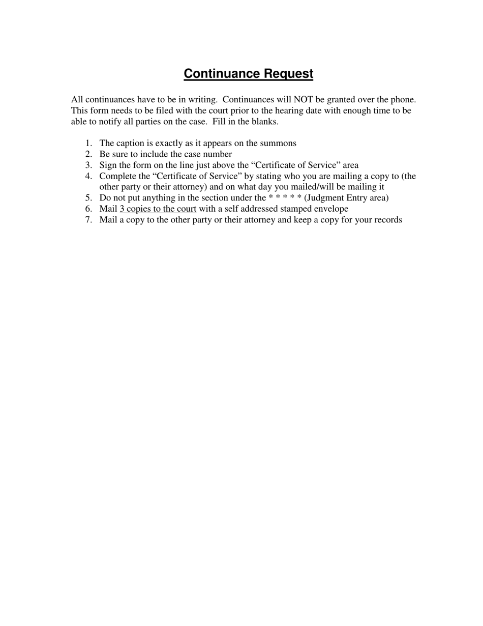 City of Findlay, Ohio Continuance Request - Fill Out, Sign Online and ...