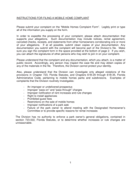 Florida Mobile Home Complaint Form - Fill Out, Sign Online and Download ...