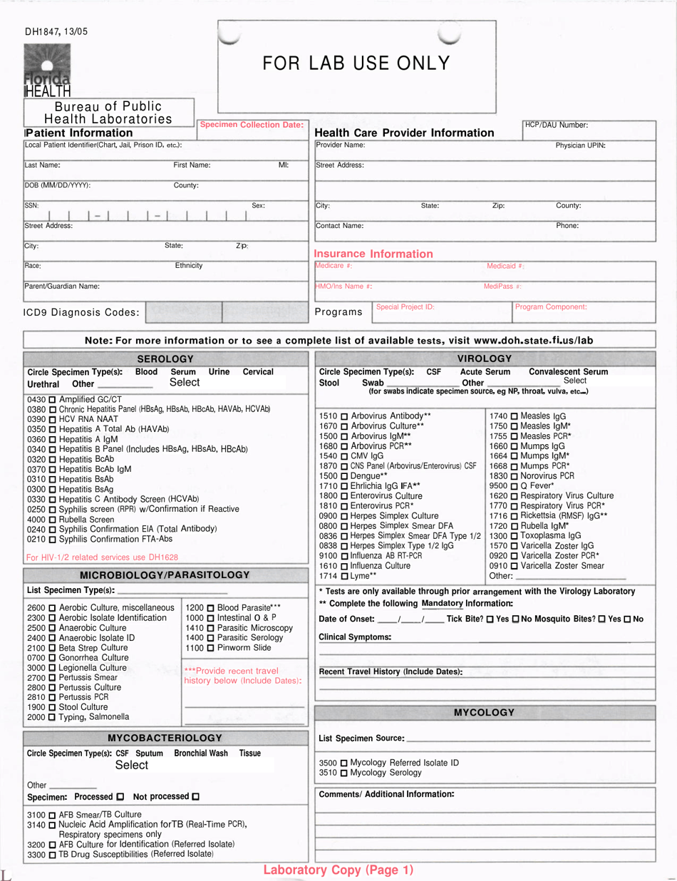 Form DH1847 - Fill Out, Sign Online and Download Fillable PDF, Florida ...