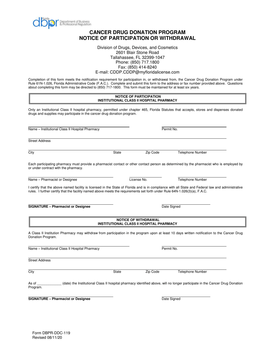 Form DBPR-DDC-119 - Fill Out, Sign Online and Download Printable PDF ...