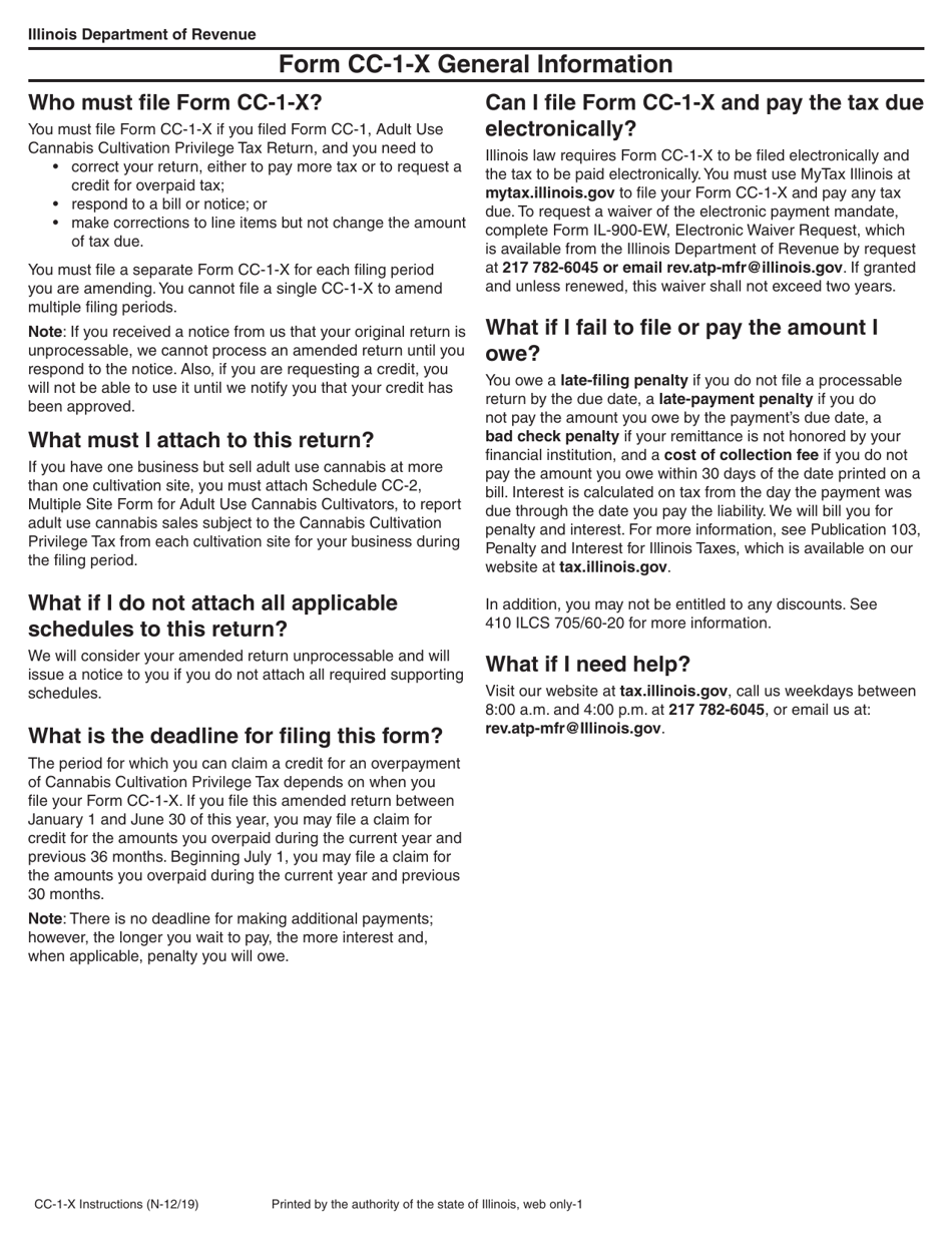 Download Instructions for Form CC-1-X Amended Adult Use Cannabis ...