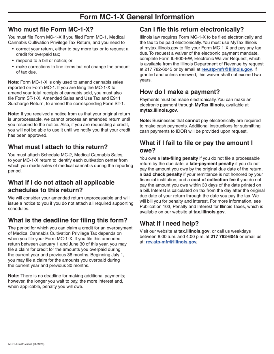 Download Instructions for Form MC-1-X Amended Medical Cannabis ...