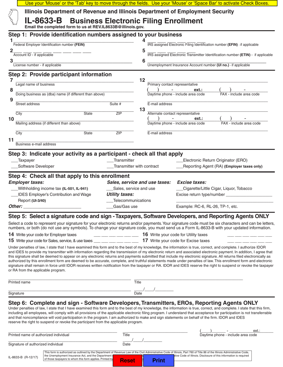 Form IL-8633-B - Fill Out, Sign Online and Download Fillable PDF ...