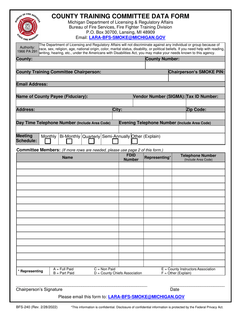 Form BFS-240 - Fill Out, Sign Online and Download Fillable PDF ...