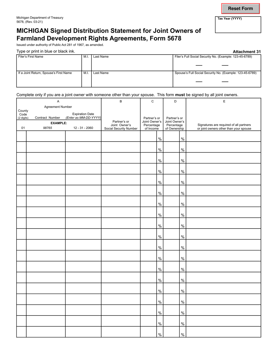 Form 5678 - Fill Out, Sign Online and Download Fillable PDF, Michigan | Templateroller