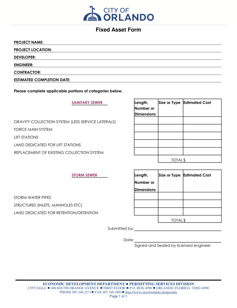City of Orlando, Florida Fixed Asset Form - Fill Out, Sign Online and ...