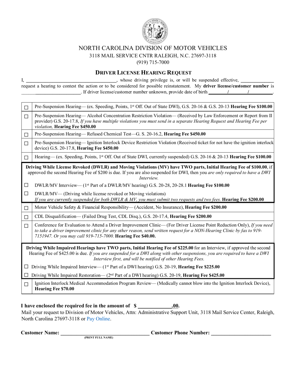 Form HF-001 Download Printable PDF or Fill Online Driver License ...