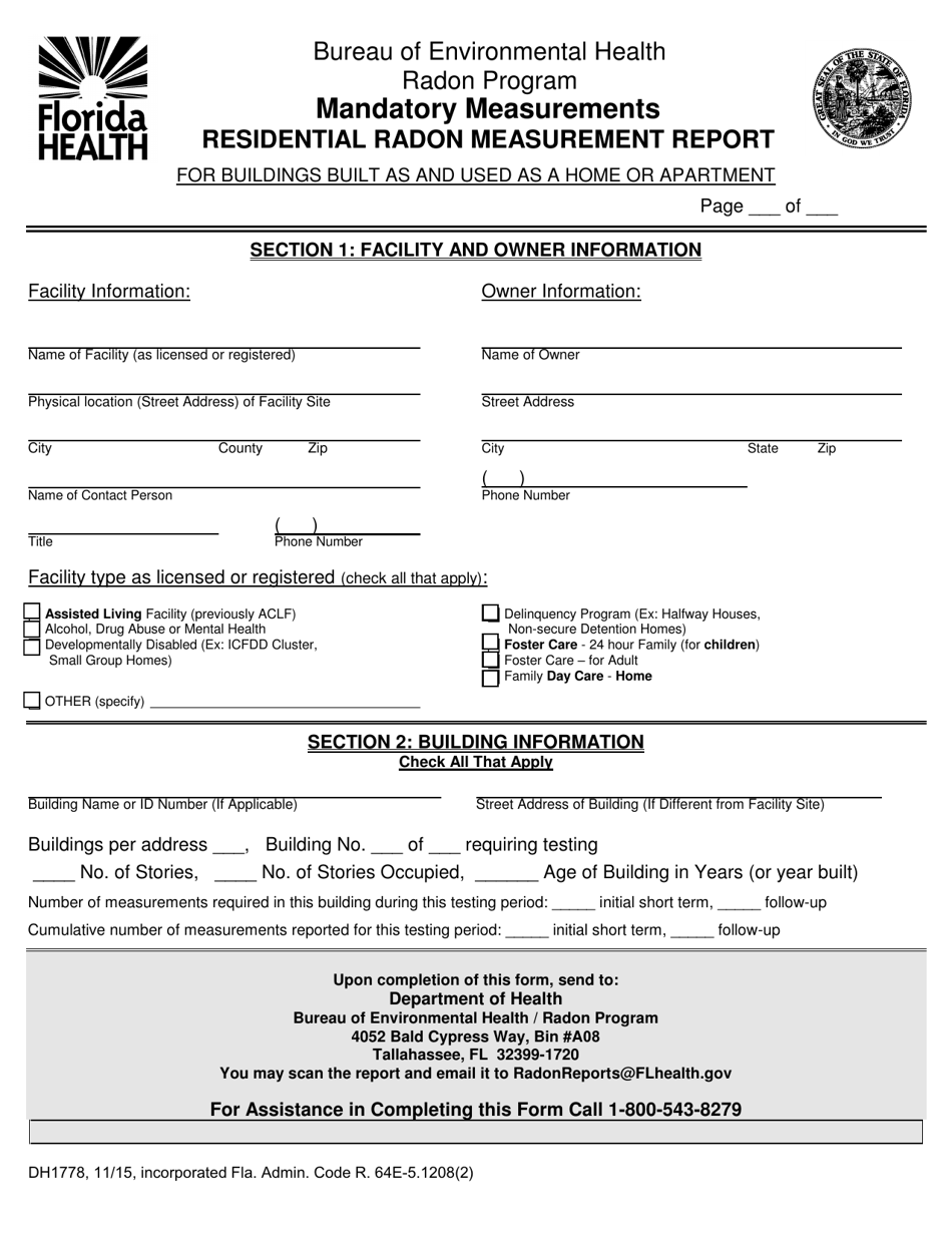 Form DH1778 - Fill Out, Sign Online and Download Fillable PDF, Florida ...