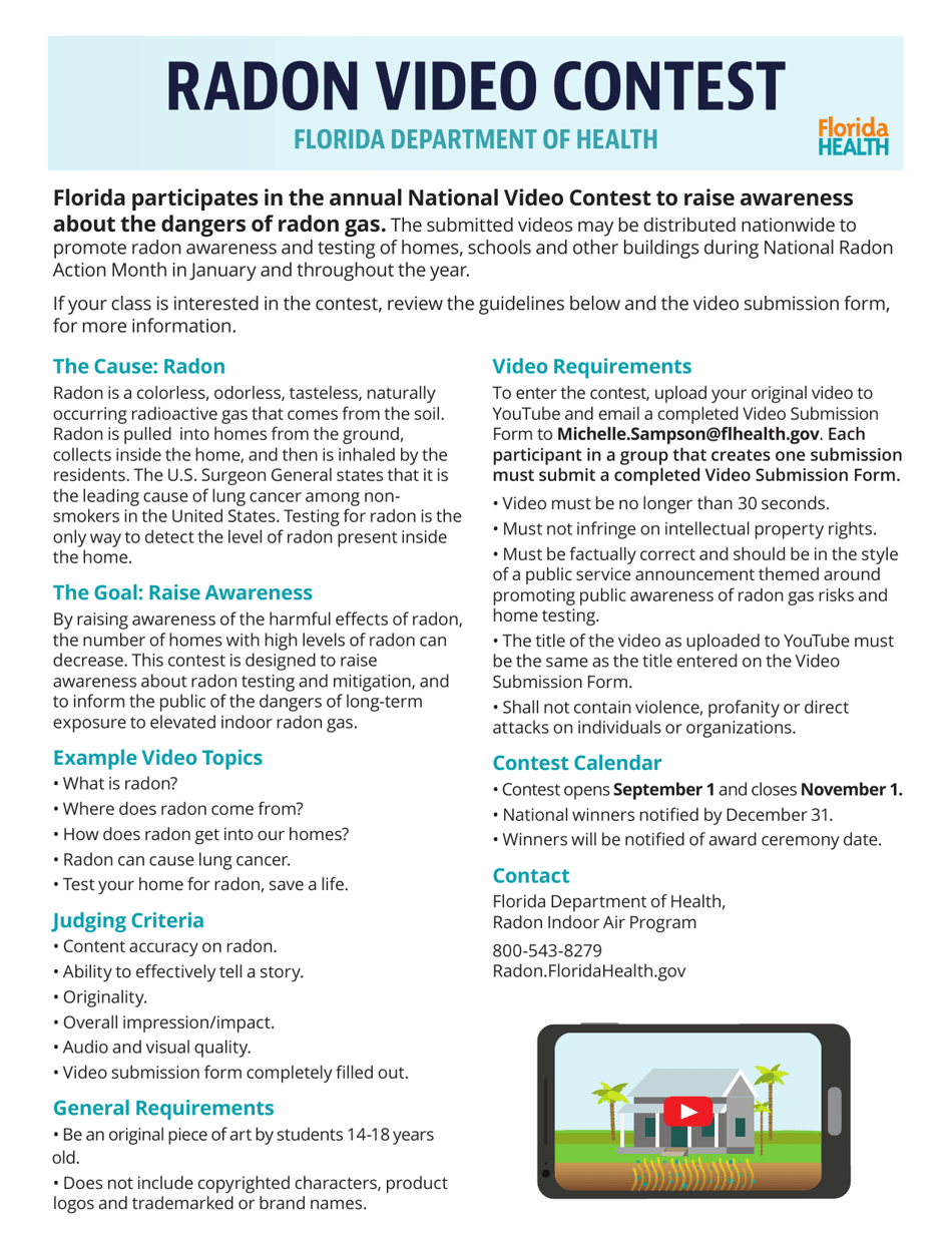 Florida Radon Video Contest Video Submission Form - Fill Out, Sign ...