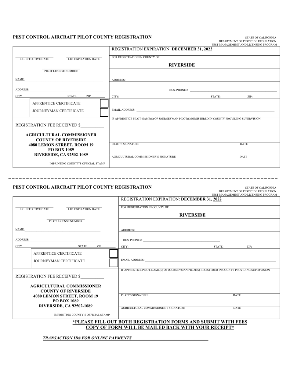 2022 County of Riverside, California Pest Control Aircraft Pilot County ...