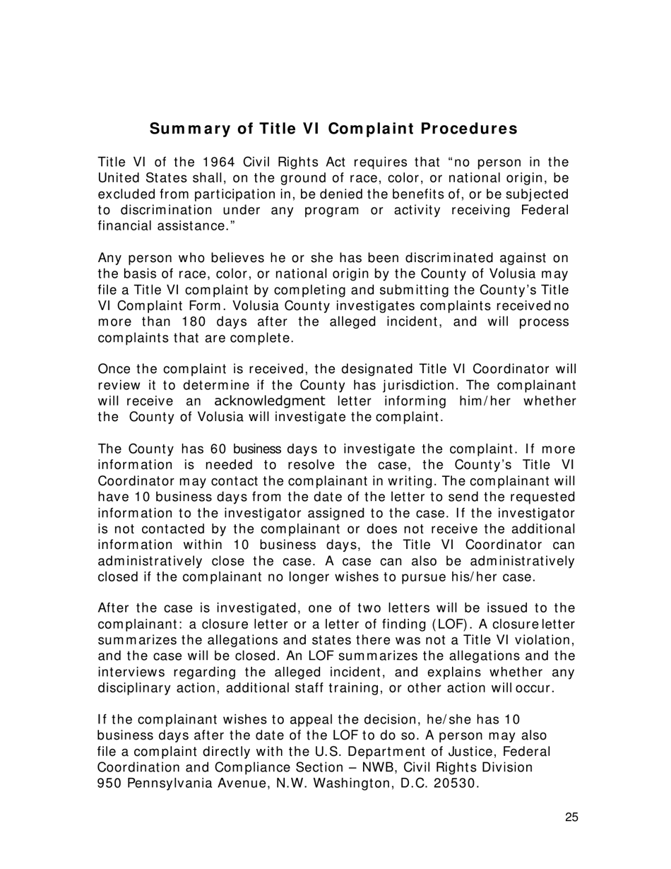 County of Volusia, Florida Title VI Complaint Form - Fill Out, Sign ...