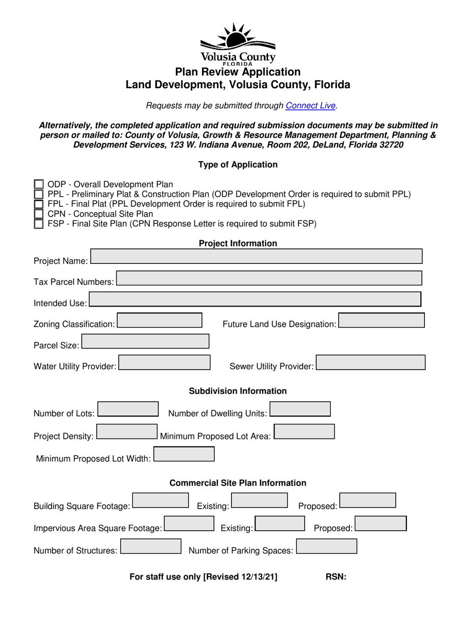 Volusia County, Florida Plan Review Application - Fill Out, Sign Online ...