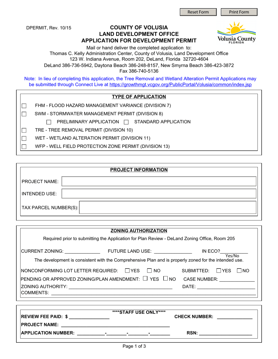 County of Volusia, Florida Flood Hazard Management Variance Application ...