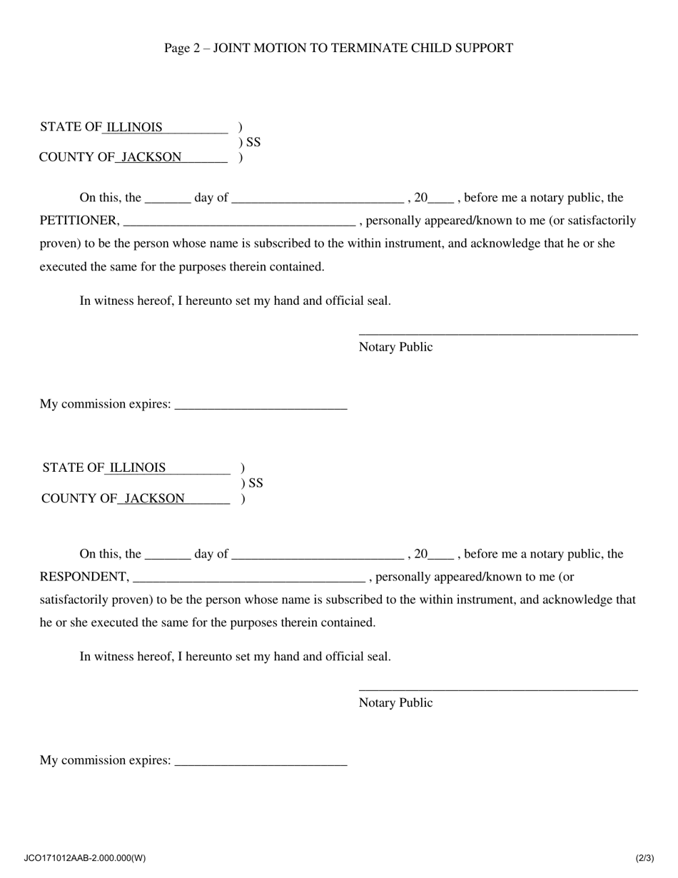 Jackson County Illinois Joint Motion To Terminate Child Support Fill