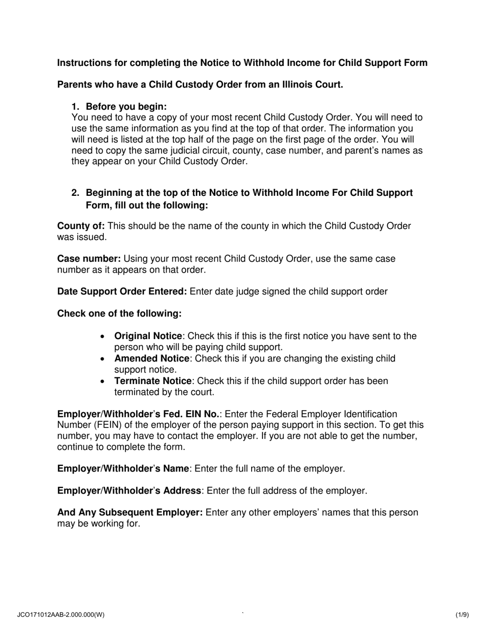 Jackson County, Illinois Notice to Withhold Income for Child Support ...