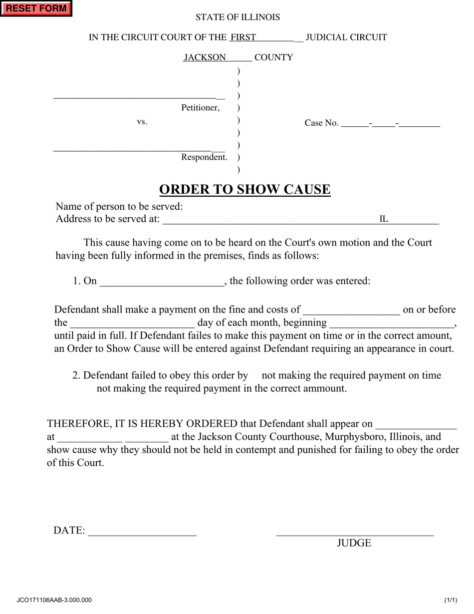 Jackson County, Illinois Order to Show Cause - Fill Out, Sign Online ...