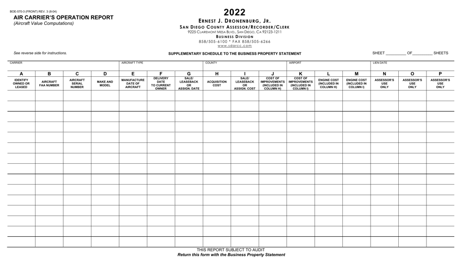 Form BOE-570-3 - 2022 - Fill Out, Sign Online and Download Printable ...