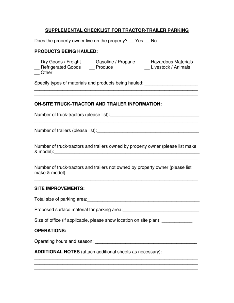 Stanislaus County, California Supplemental Checklist for Tractor ...