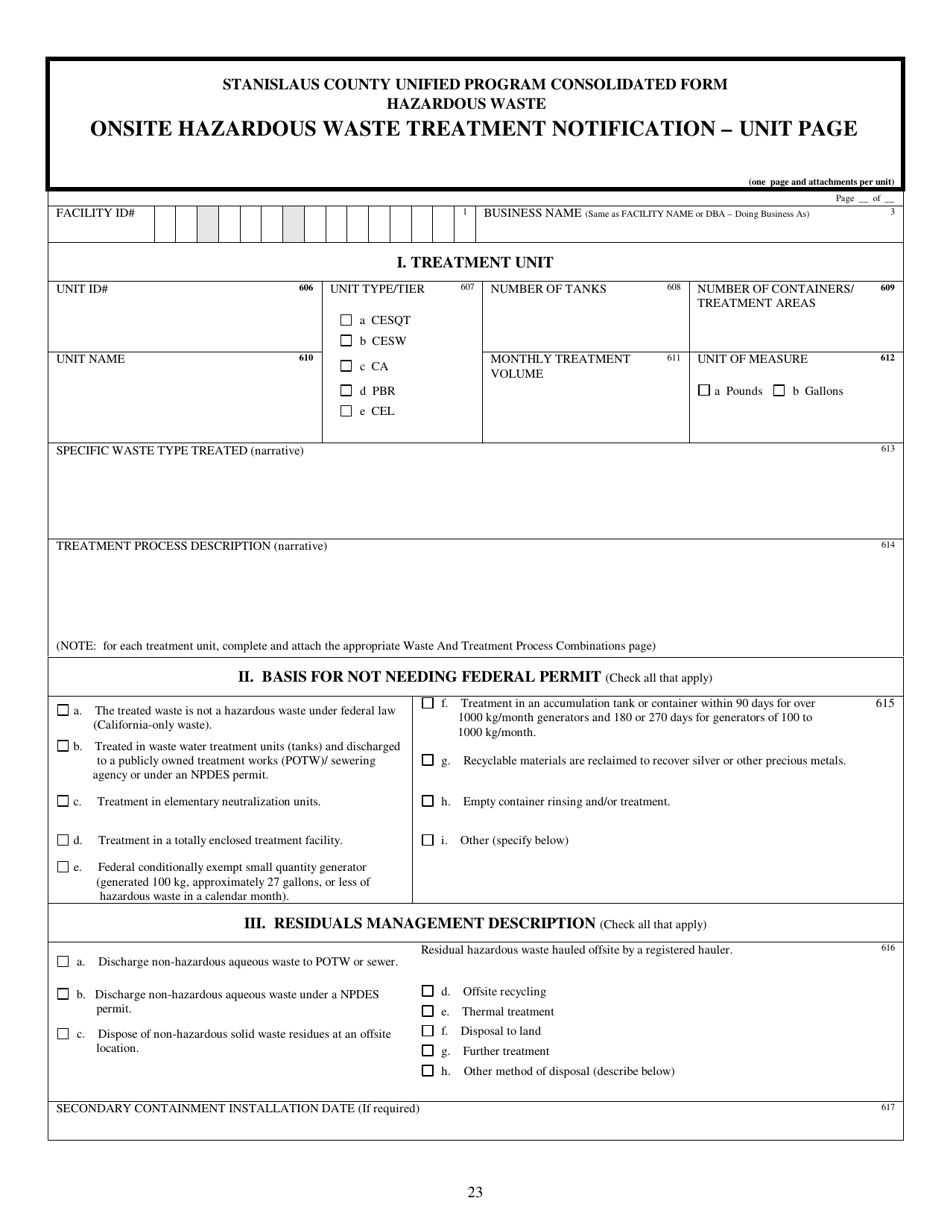 Stanislaus County, California Onsite Hazardous Waste Treatment ...