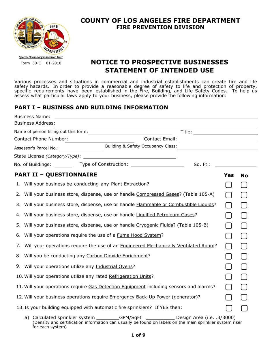 Form 30-C - Fill Out, Sign Online and Download Fillable PDF, County of ...