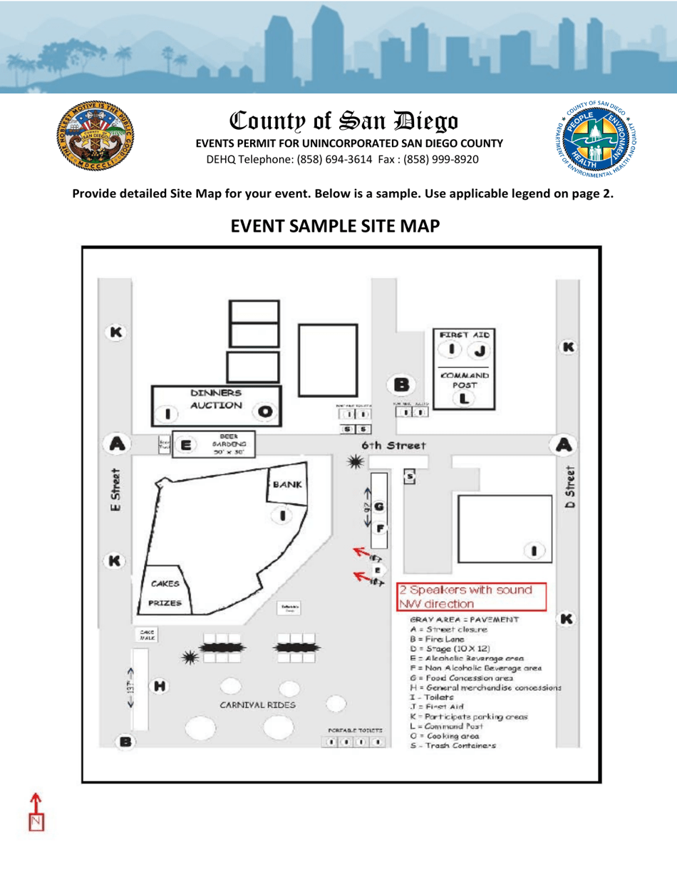 County of San Diego, California Event Site Map Check List - Fill Out ...