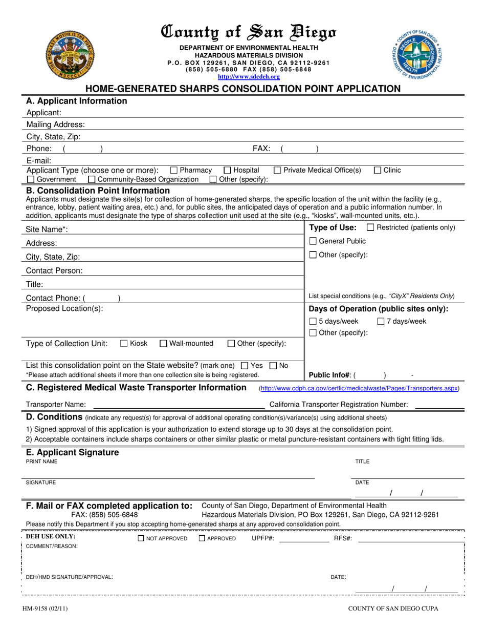 Form HM-9158 - Fill Out, Sign Online and Download Printable PDF, County ...