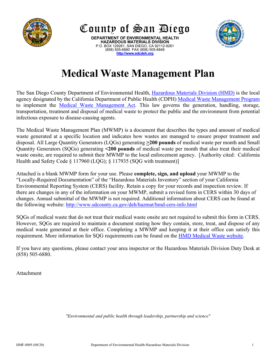 Form HMF-8005 - Fill Out, Sign Online and Download Fillable PDF, County ...