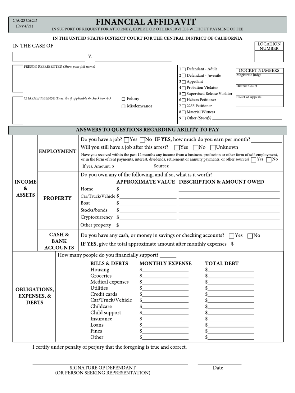 Form CJA-23 - Fill Out, Sign Online and Download Fillable PDF ...
