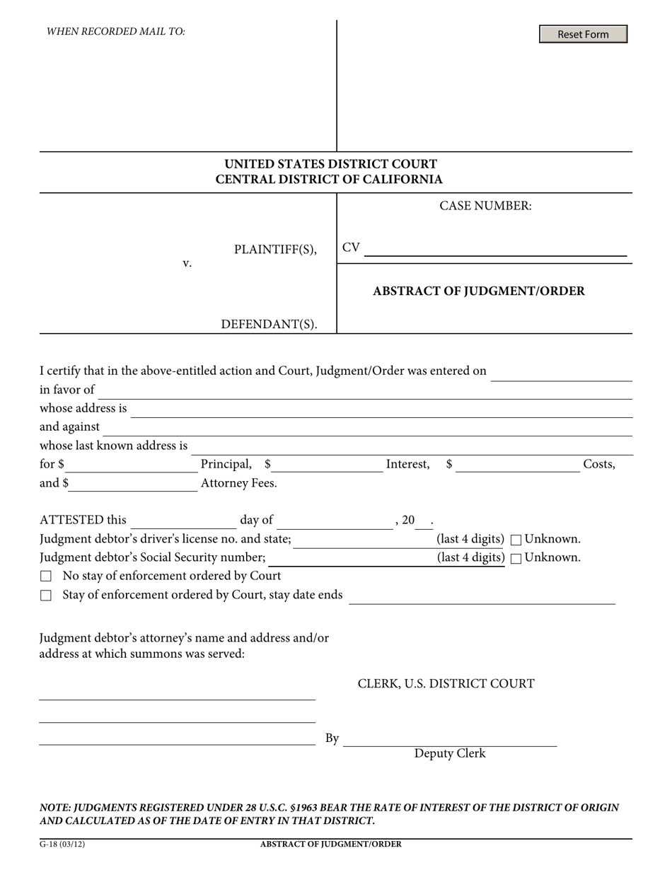 Form G-18 - Fill Out, Sign Online and Download Fillable PDF, California ...