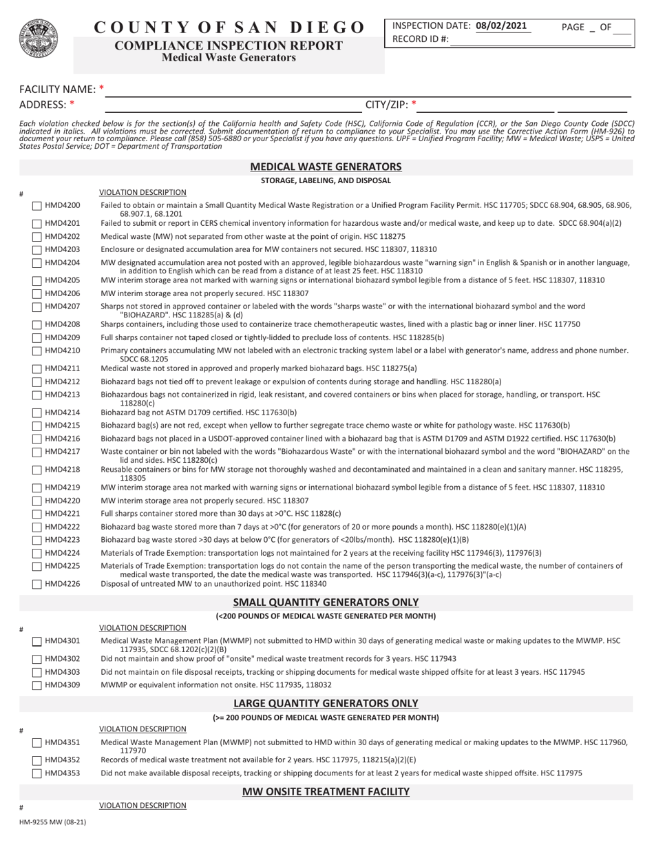 Form HM-9255 MW - Fill Out, Sign Online and Download Printable PDF ...